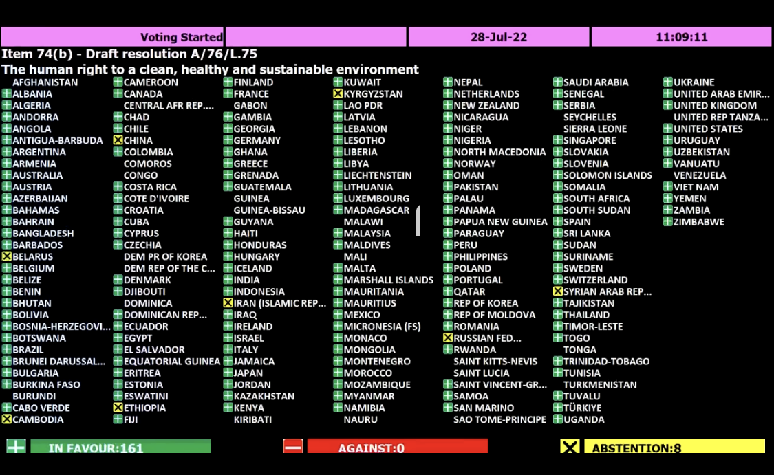 The UN General Assembly Recognizes the Right to live in a Healthy ...