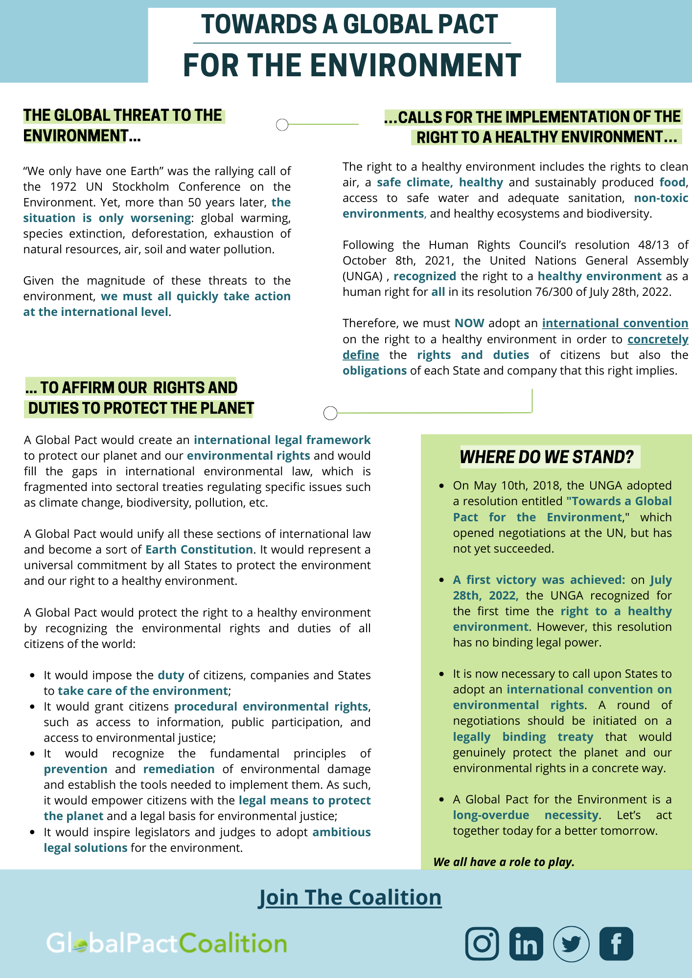 Other documents related to the Pact - Global Pact for the Environment